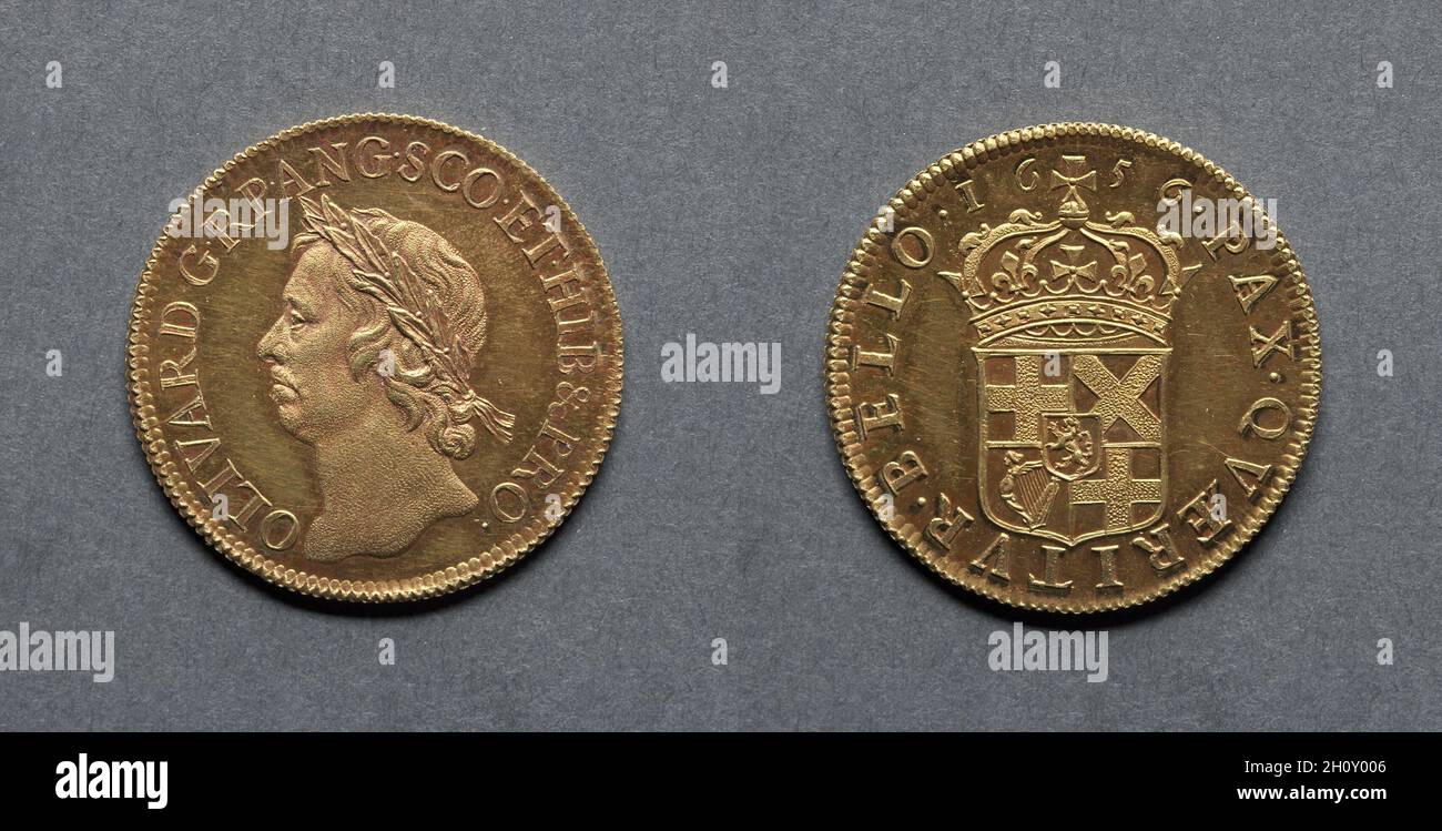 Broad: Oliver Cromwell Lord Protector (obverse); Crowned Shield of Arms ...