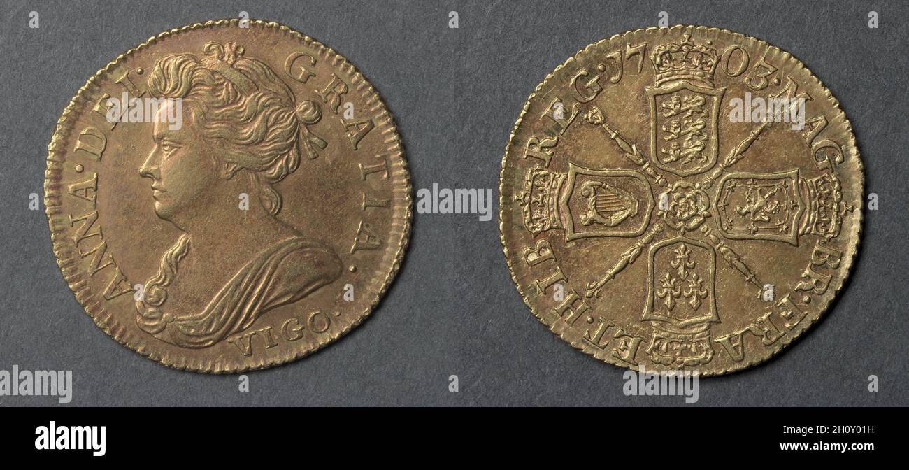 Half Guinea: Anne (obverse); Shields and Rose (reverse), 1703. England ...