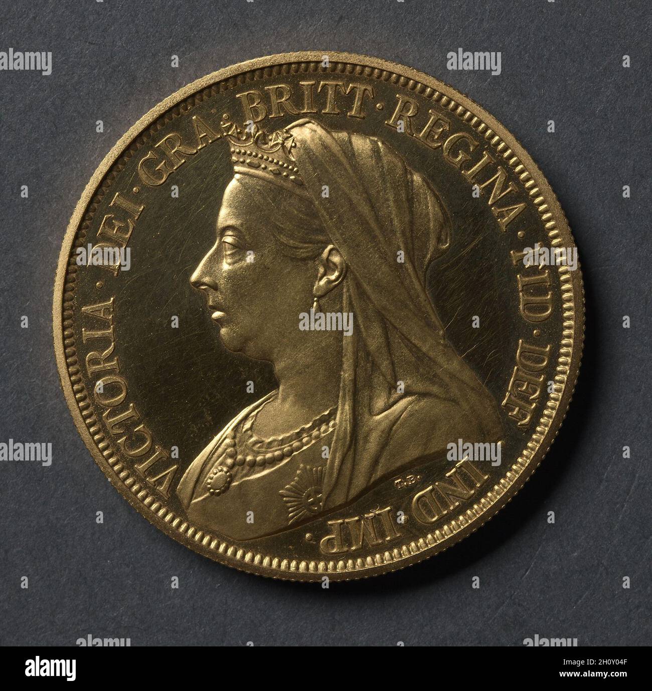 Five Pound Piece: Portrait of Queen Victoria (obverse), 1893. Design by ...