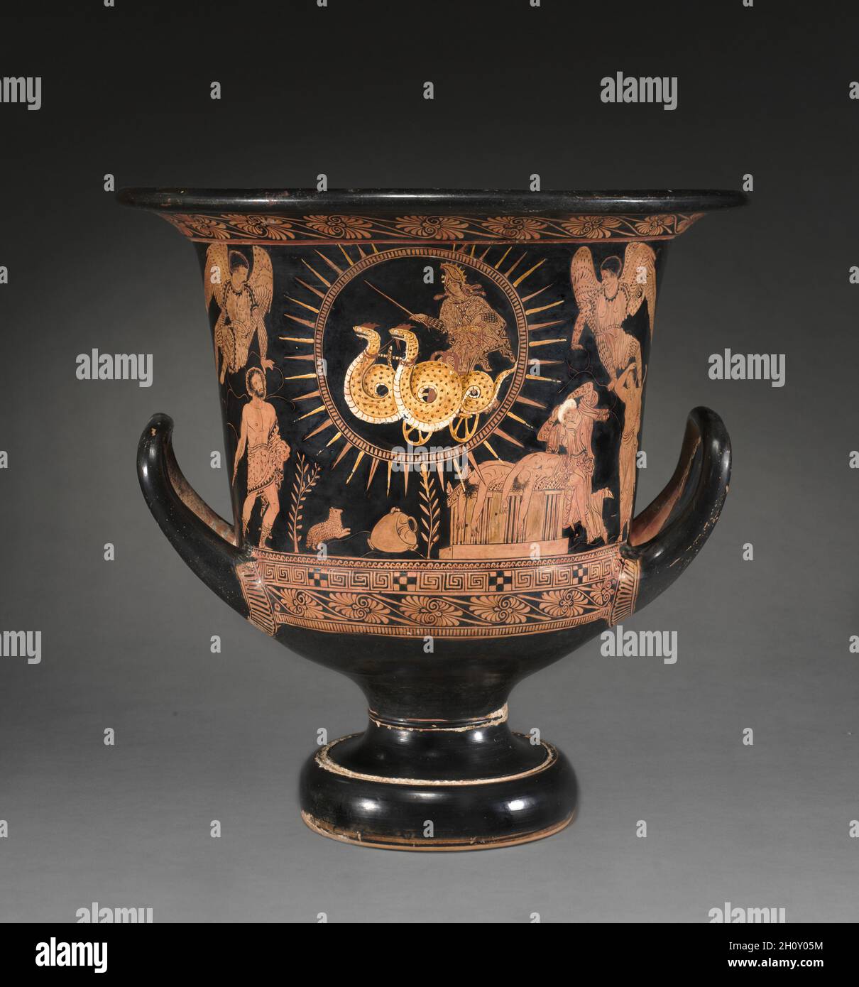 Red-Figure Calyx-Krater (Mixing Vessel): Medea in Chariot (A); Telephos ...