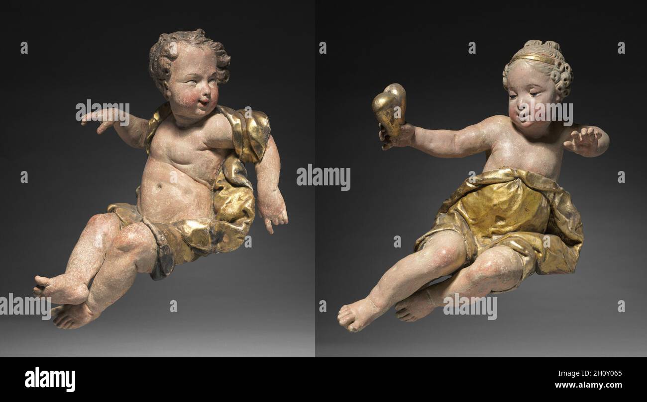Putti Pair , mid-1700s. Ferdinand Tietz (Austrian, 1708-1777). Painted ...