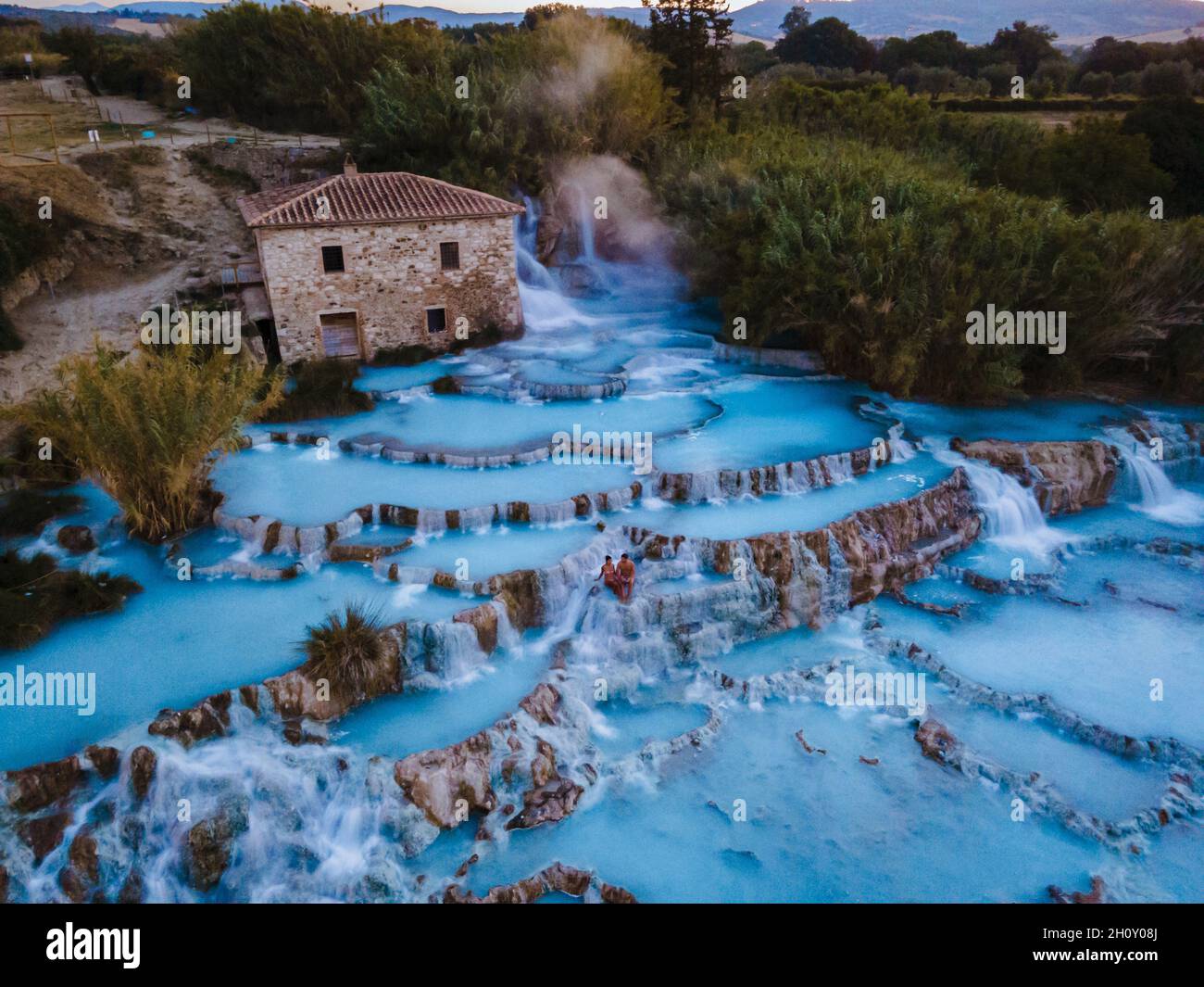 Toscane Italy, natural spa with waterfalls and hot springs at Saturnia ...