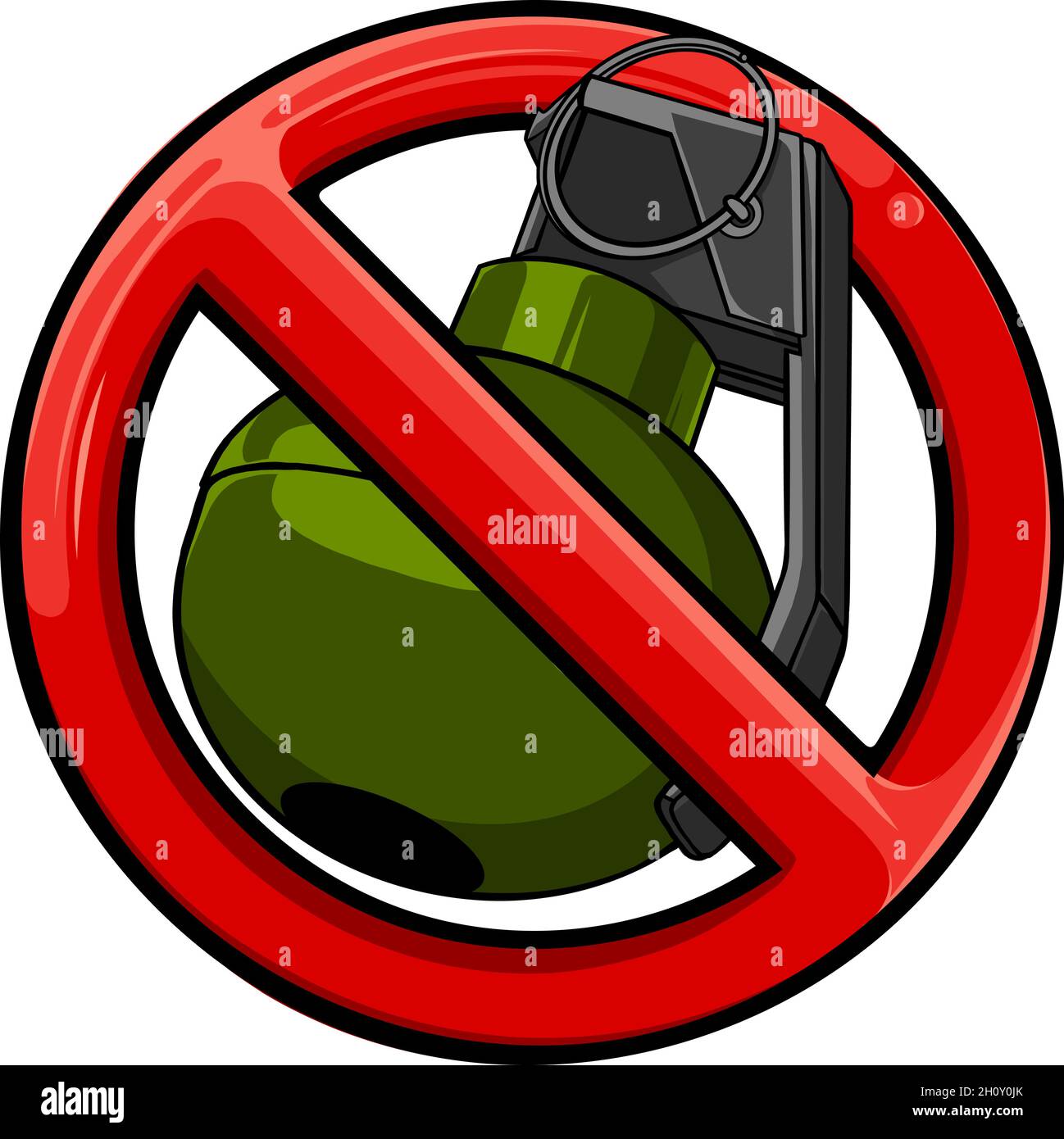 Bomb ban outline vector icon. No war. Prohibition sign. Restriction ...