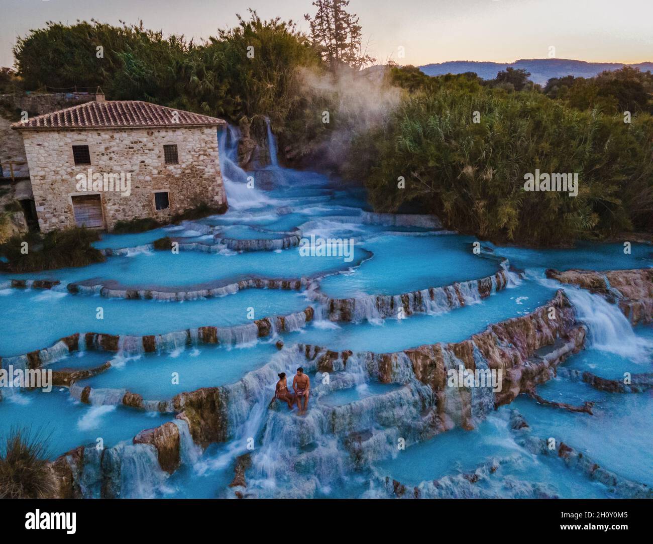 Toscane Italy, natural spa with waterfalls and hot springs at Saturnia ...