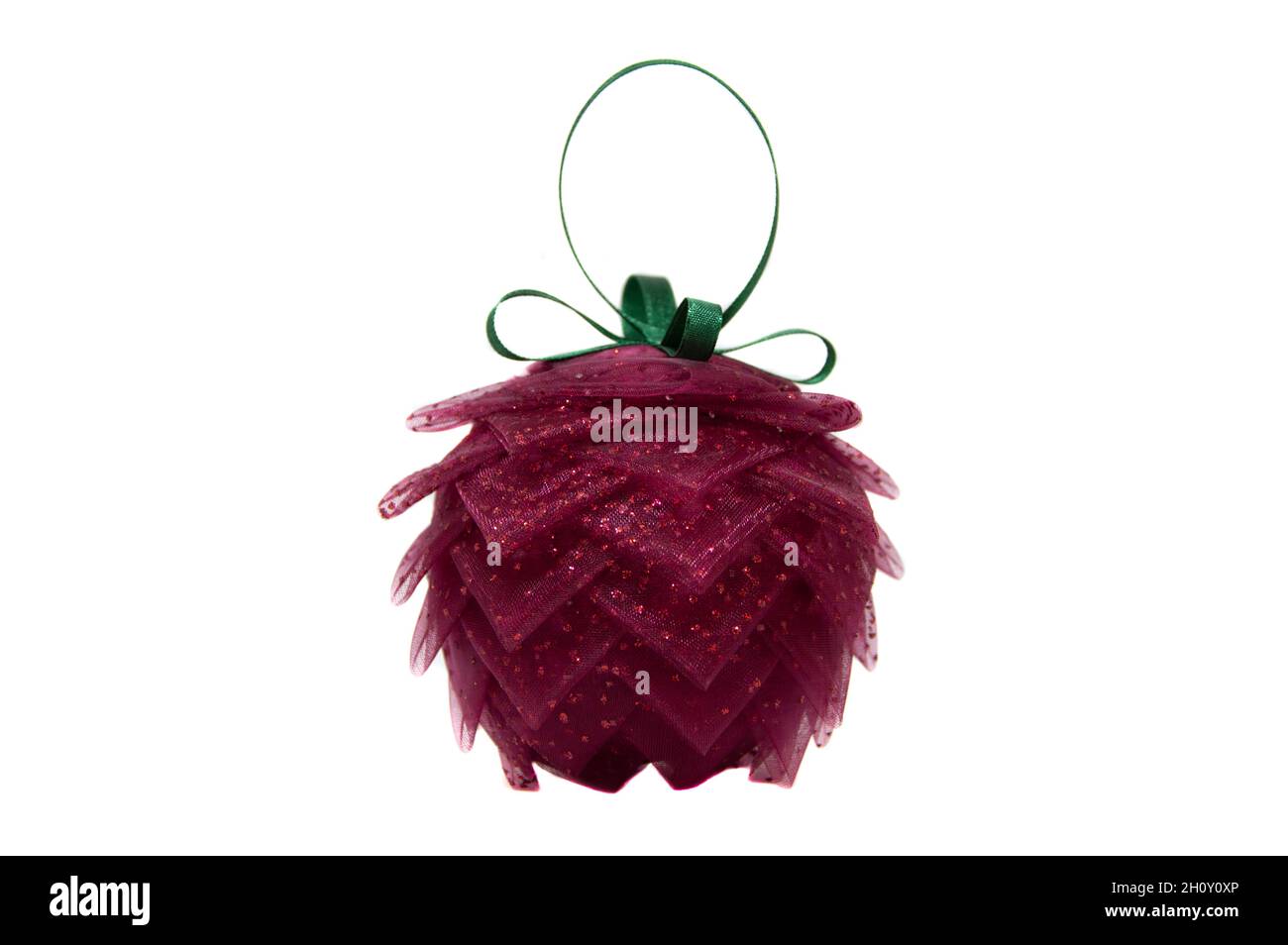 Handmade Christmas toy in red, looks like a raspberry with a green ...