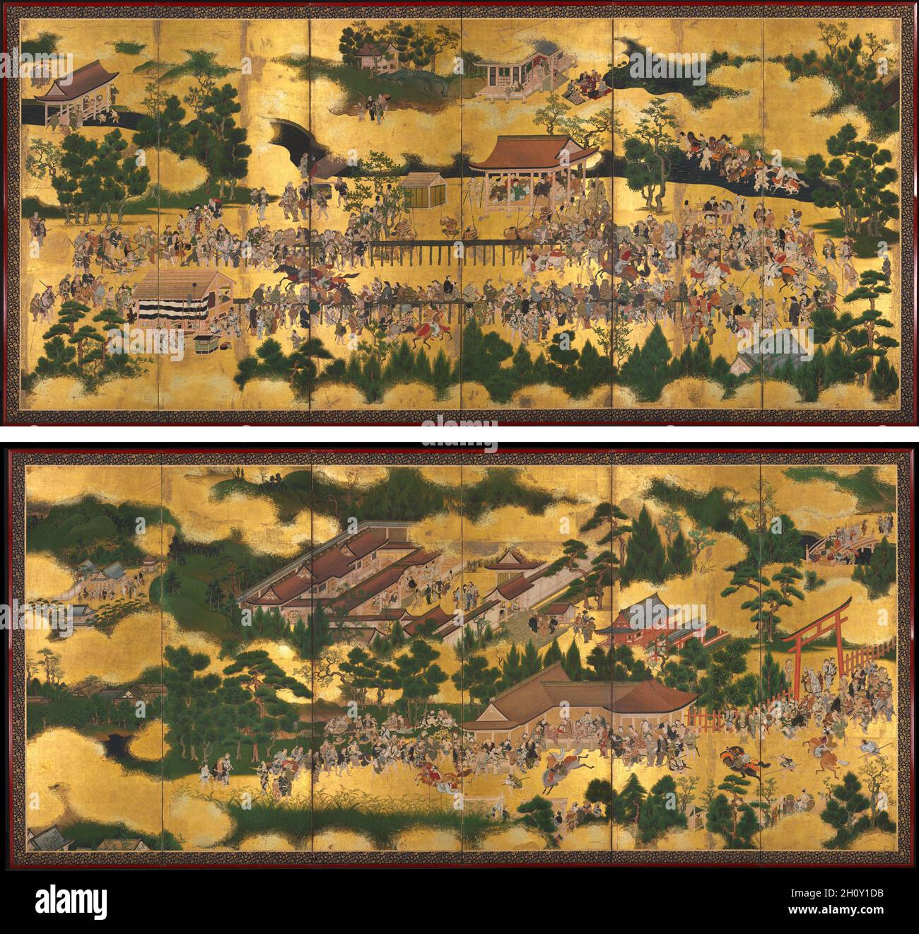 Horse Race at the Kamo Shrine, early to mid-1600s. Japan, Edo period ...