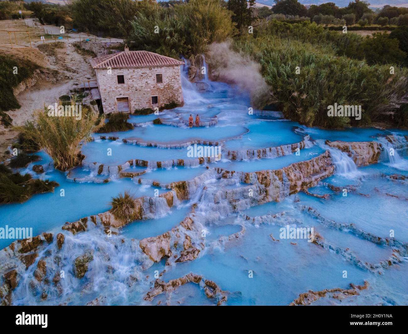Toscane Italy, natural spa with waterfalls and hot springs at Saturnia ...