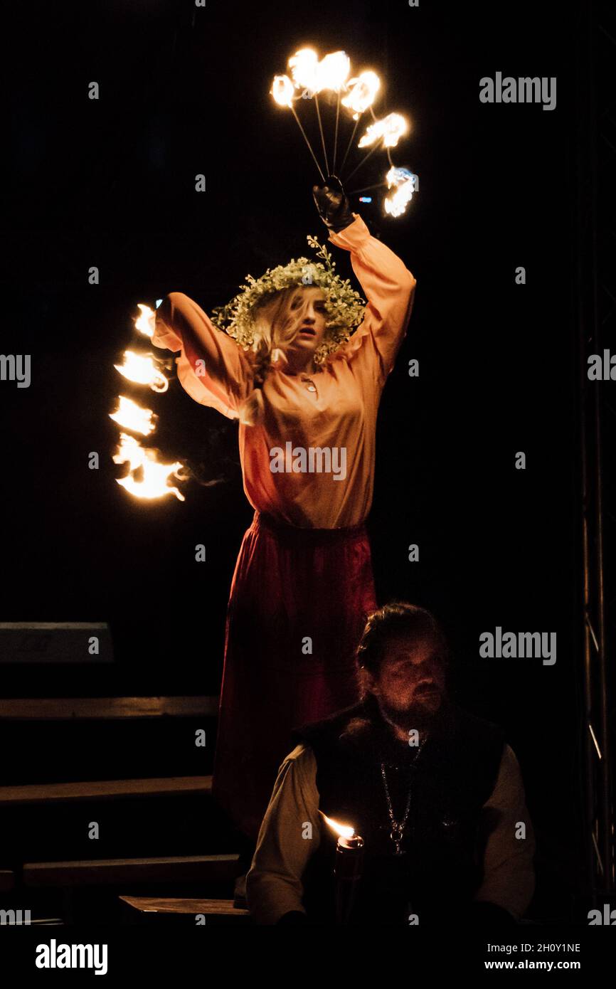 Beautiful woman fire show in hi-res stock photography and images - Alamy