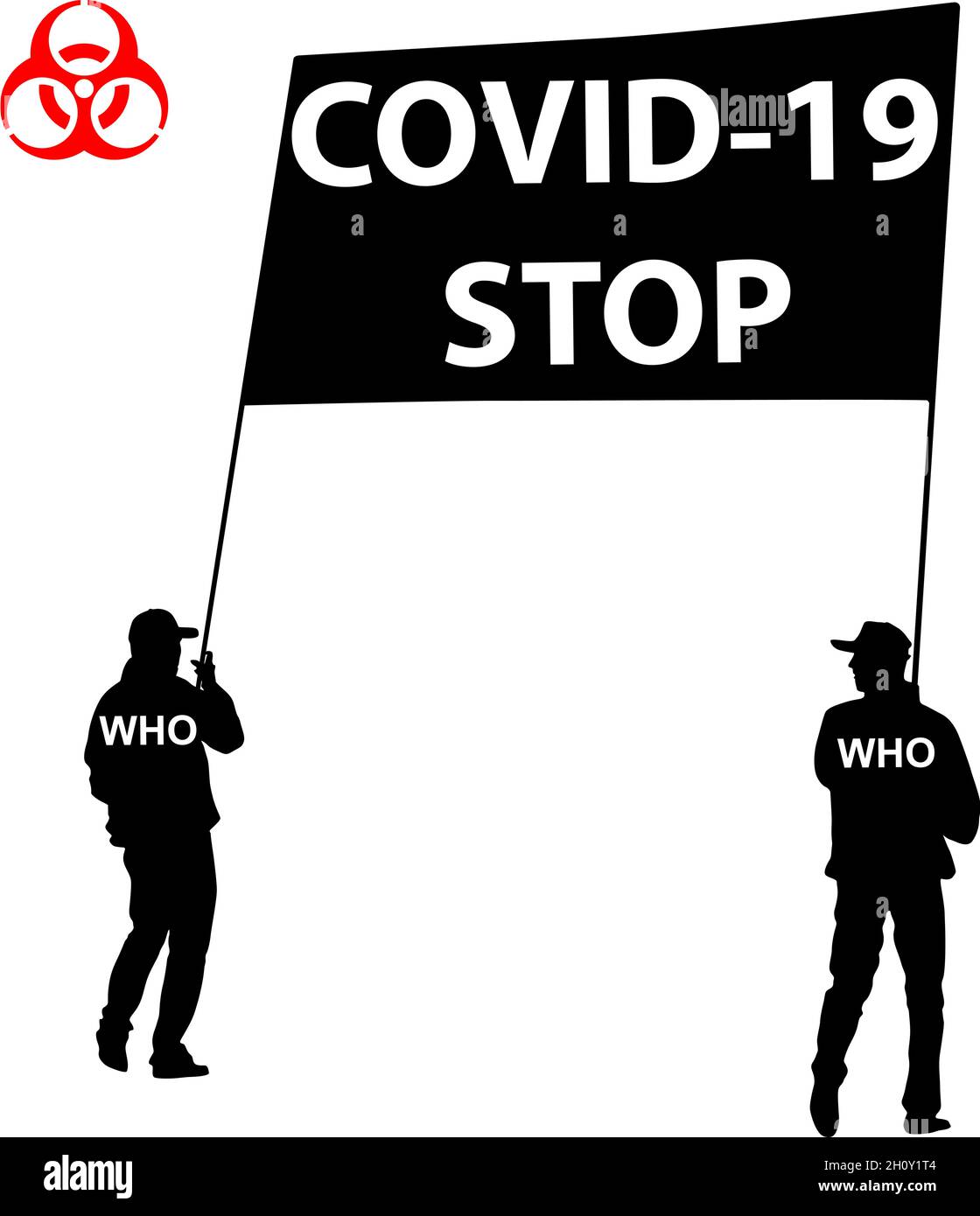 Stop coronavirus SARS Covid two carry a poster on a white background ...