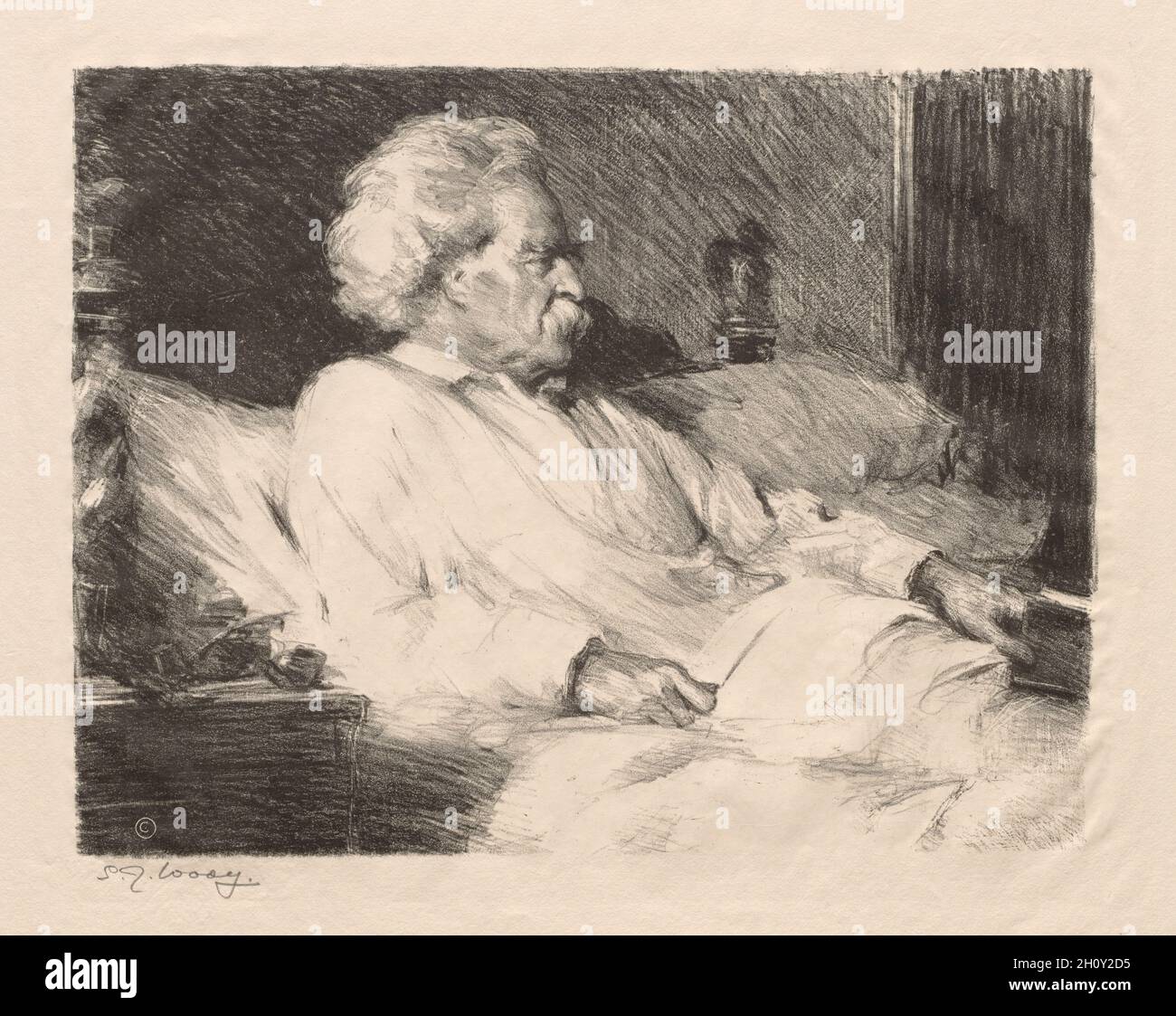 Mark Twain. Samuel Johnson Woolf (American, 1880-1948). Lithograph ...