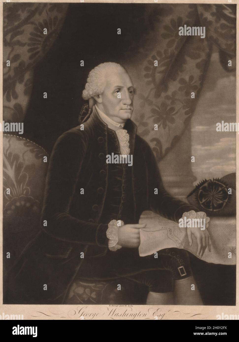 George Washington, 1793. Edward Savage (American, 1761-1817). Mezzotint with line engraving ...