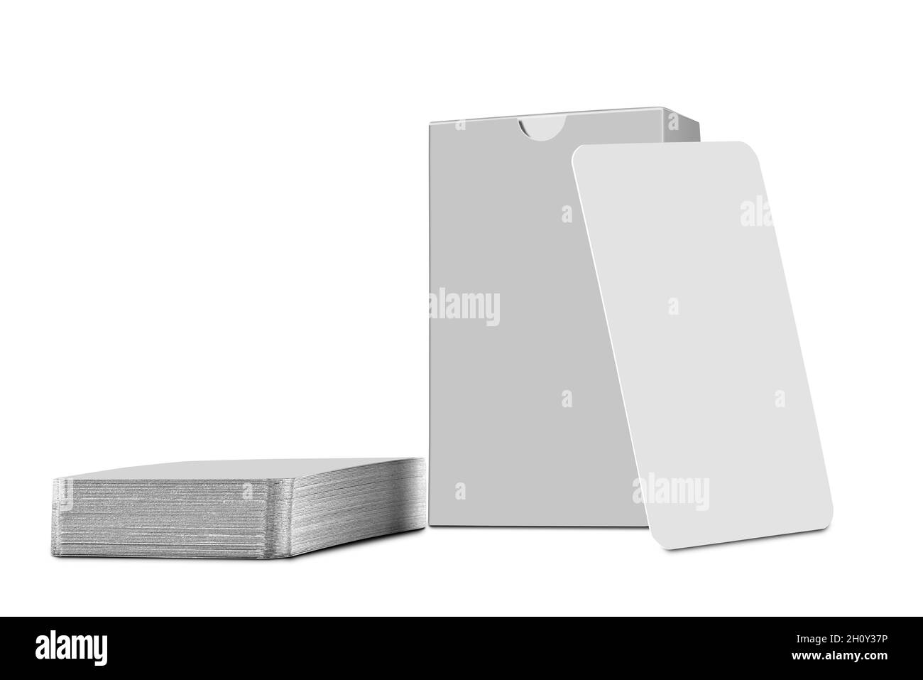 Stack of playing cards with box isolated on white Stock Photo - Alamy