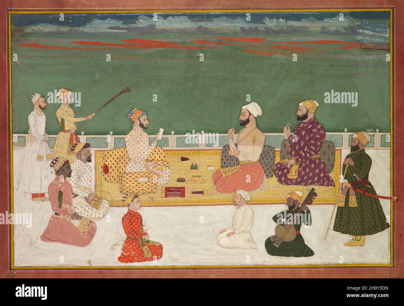 A Ruler Presents a Document to Visiting Nobles, c. 1700-20. Southern ...