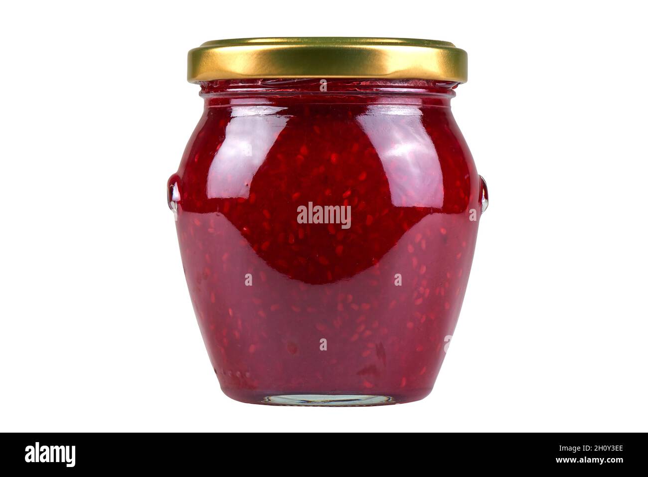 Jam in glass jar isolated on white with clipping path. Studio shot ...