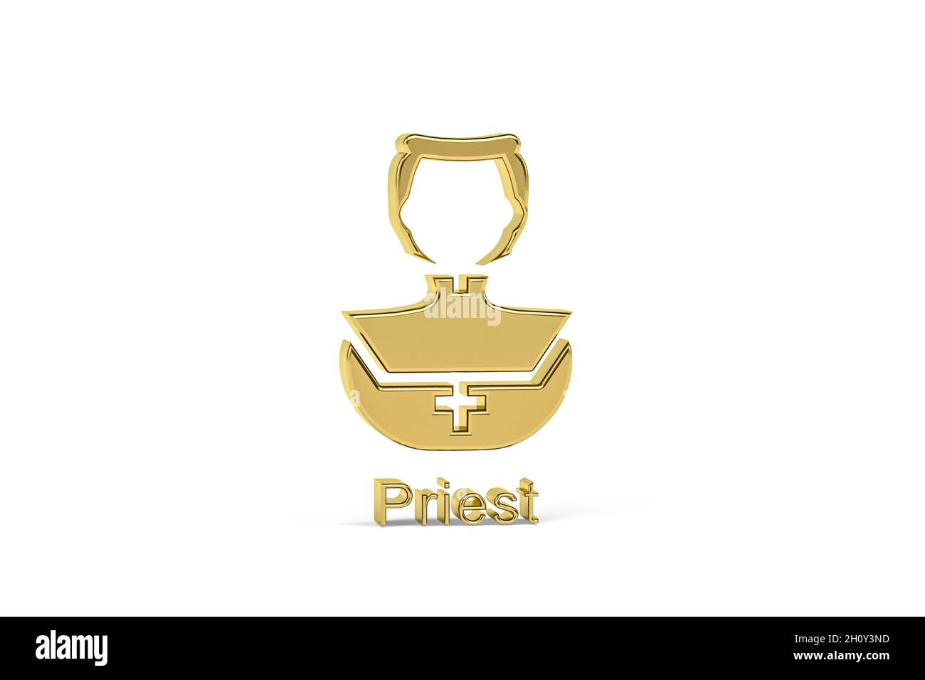 Golden 3D priest icon isolated on white background - 3D render Stock ...
