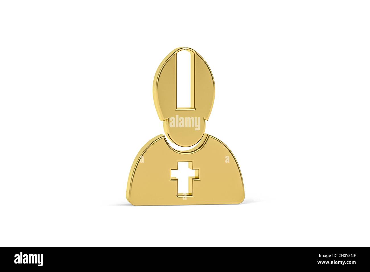 Golden 3D priest icon isolated on white background - 3D render Stock ...