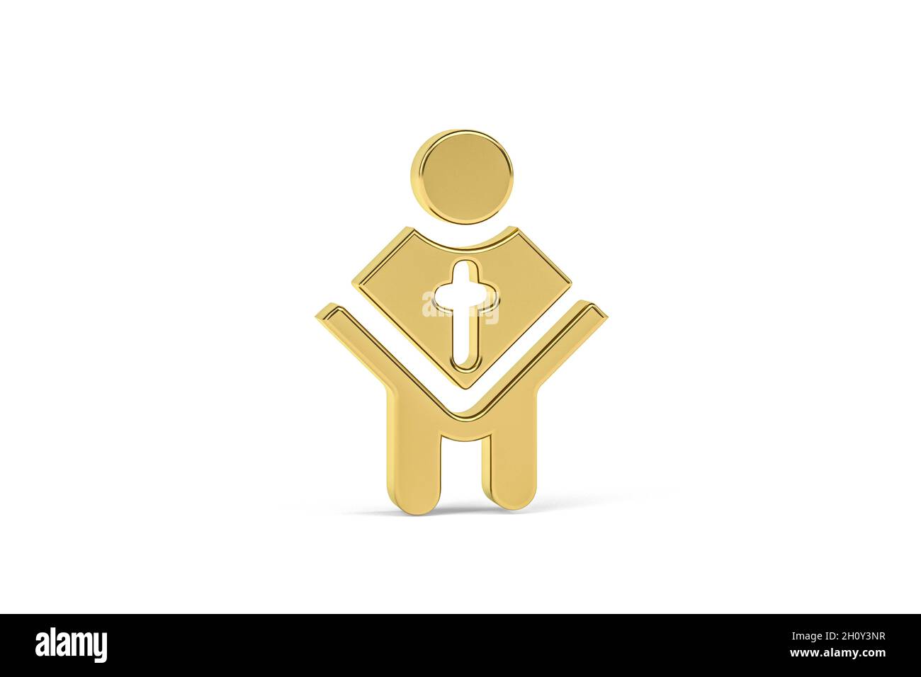 Golden 3D priest icon isolated on white background - 3D render Stock ...