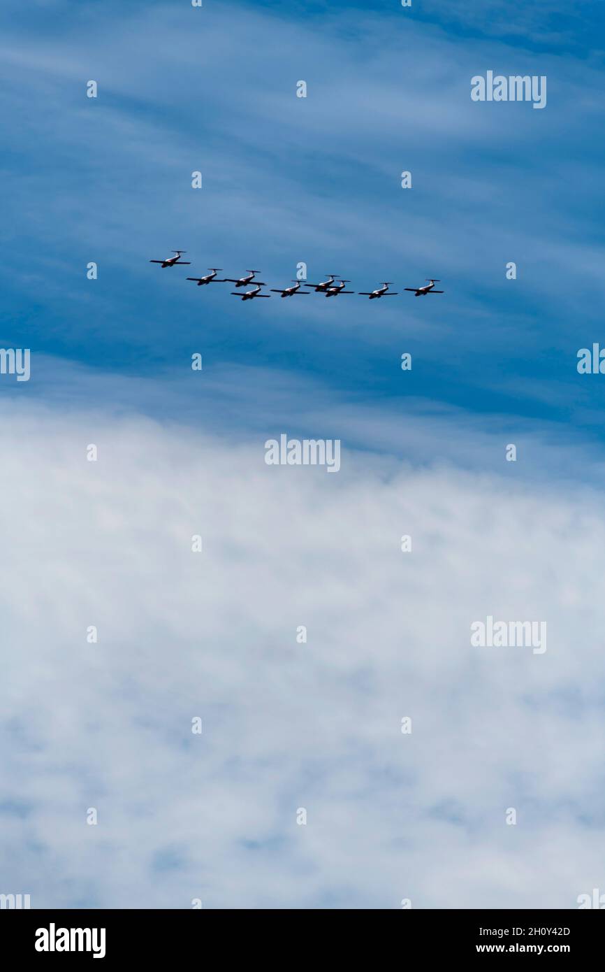 Canadian Forces Snowbirds team performing group flights during the ...