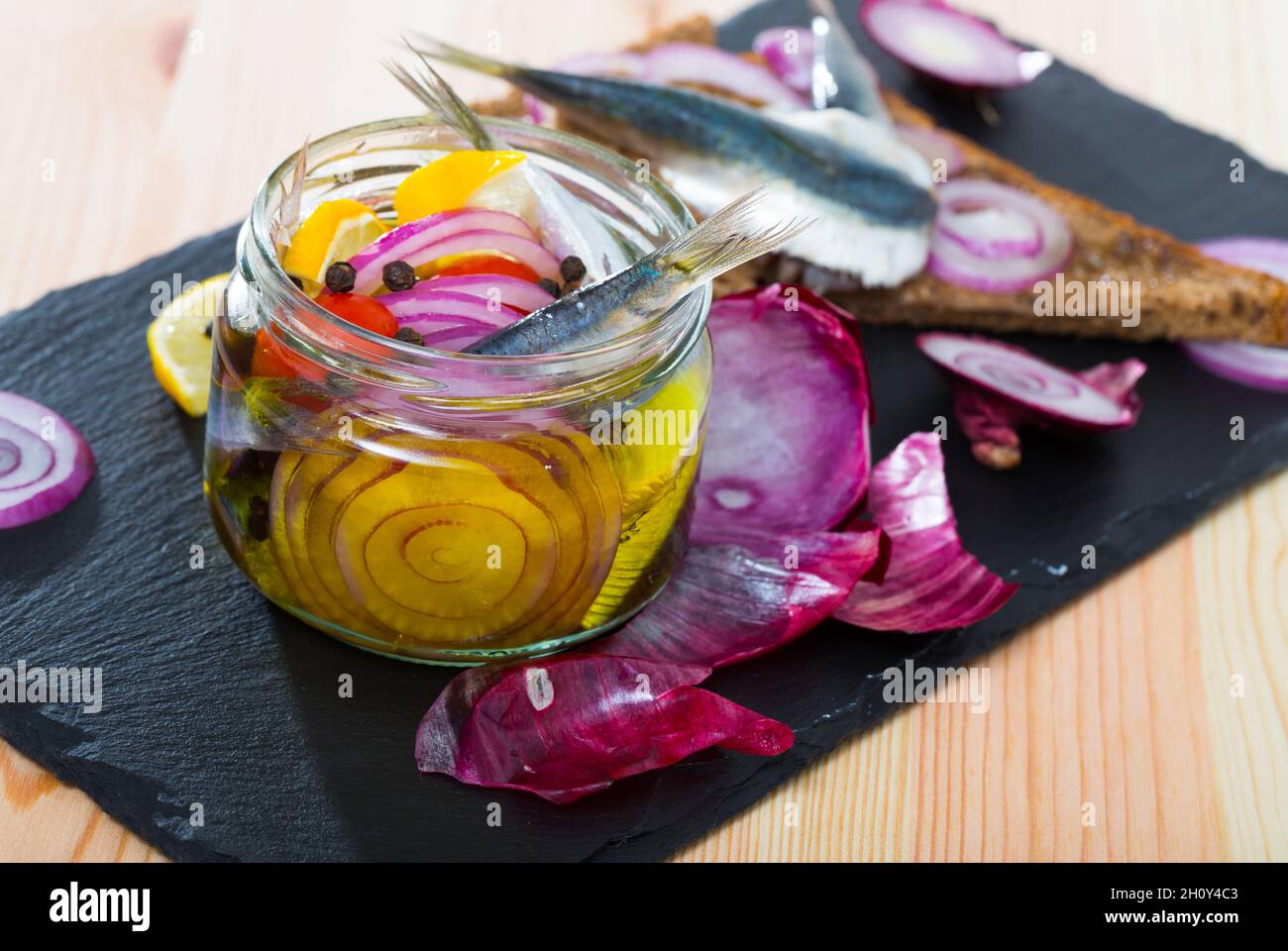 Homemade pickled sprats Stock Photo - Alamy