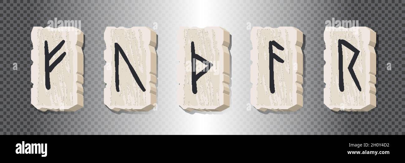 Set of five rune symbols. Runic alphabet, Futhark. Ancient norse occult ...