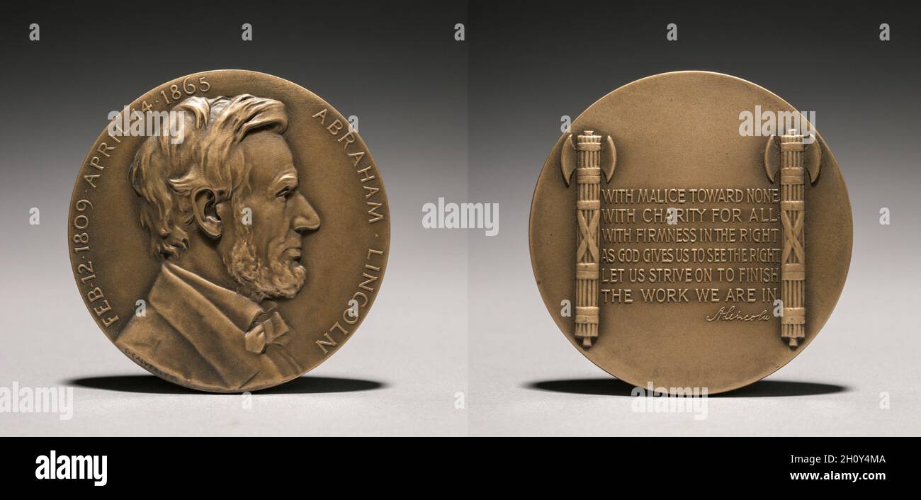 Abraham Lincoln Medal , 1900s. Charles Calverley (American, 1833-1914 ...