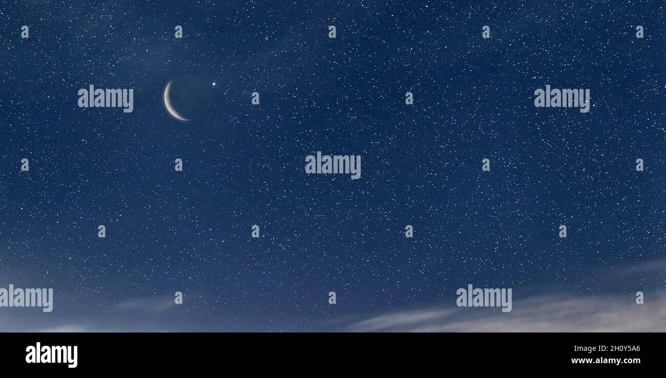Ramadan Kareem background, Crescent Moon, Night Sky Stock Photo - Alamy