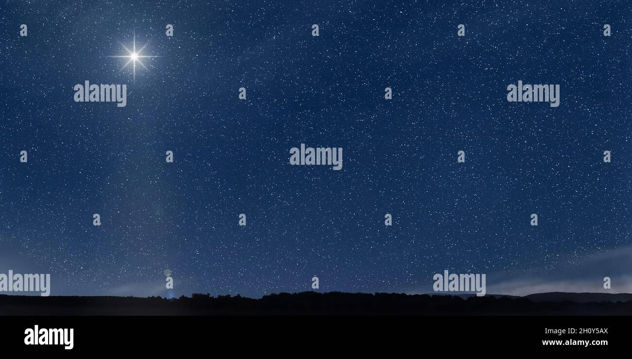 The star shines over the manger of Jesus Christ, Christmas sky, Starry ...