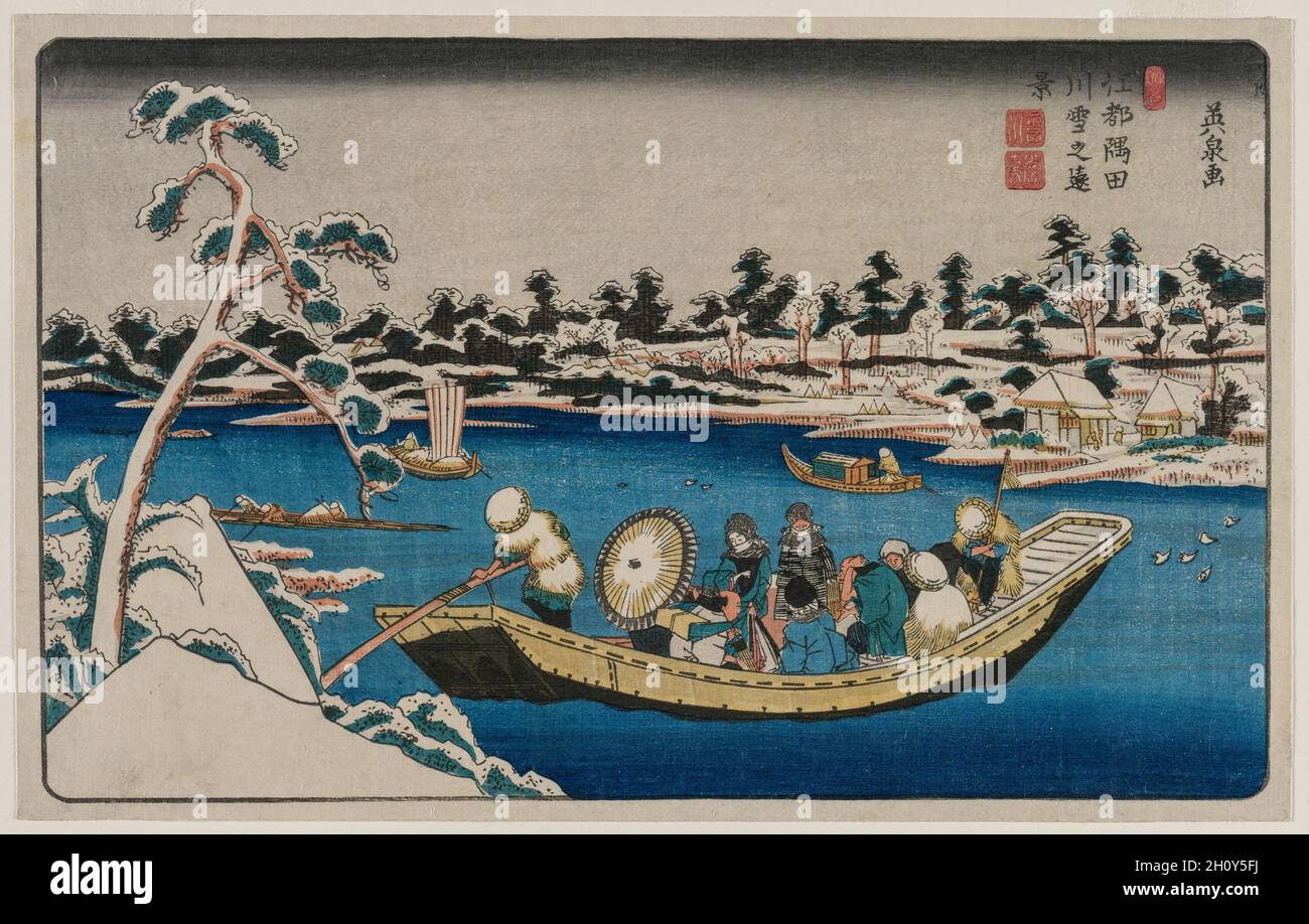 A Distant View of Snow on the Sumida River in Edo, early 1830s. Ikeda ...