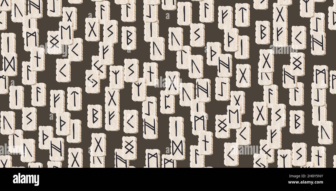 Runes seamless ethnic pattern. Runic alphabet, Futhark. Ancient norse ...