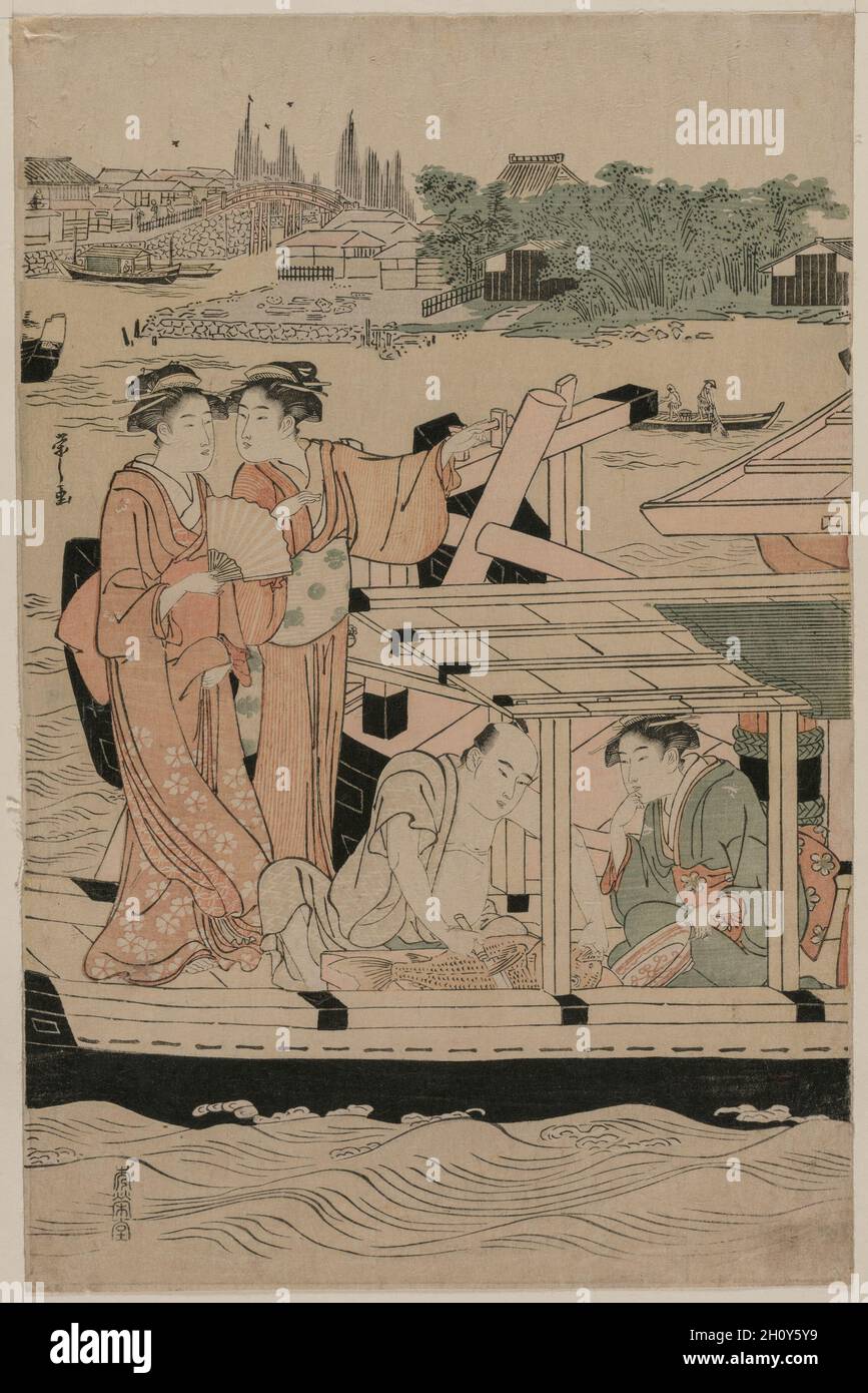 Boating Party on the Sumida River, late 1780s. Chōbunsai Eishi ...