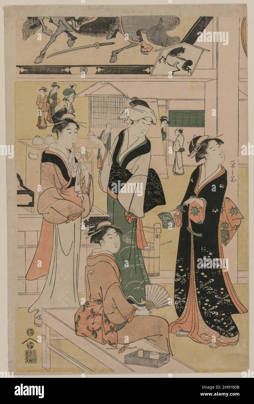 Women Visiting a Tea Stall on the Precincts of a Temple, early 1790s ...