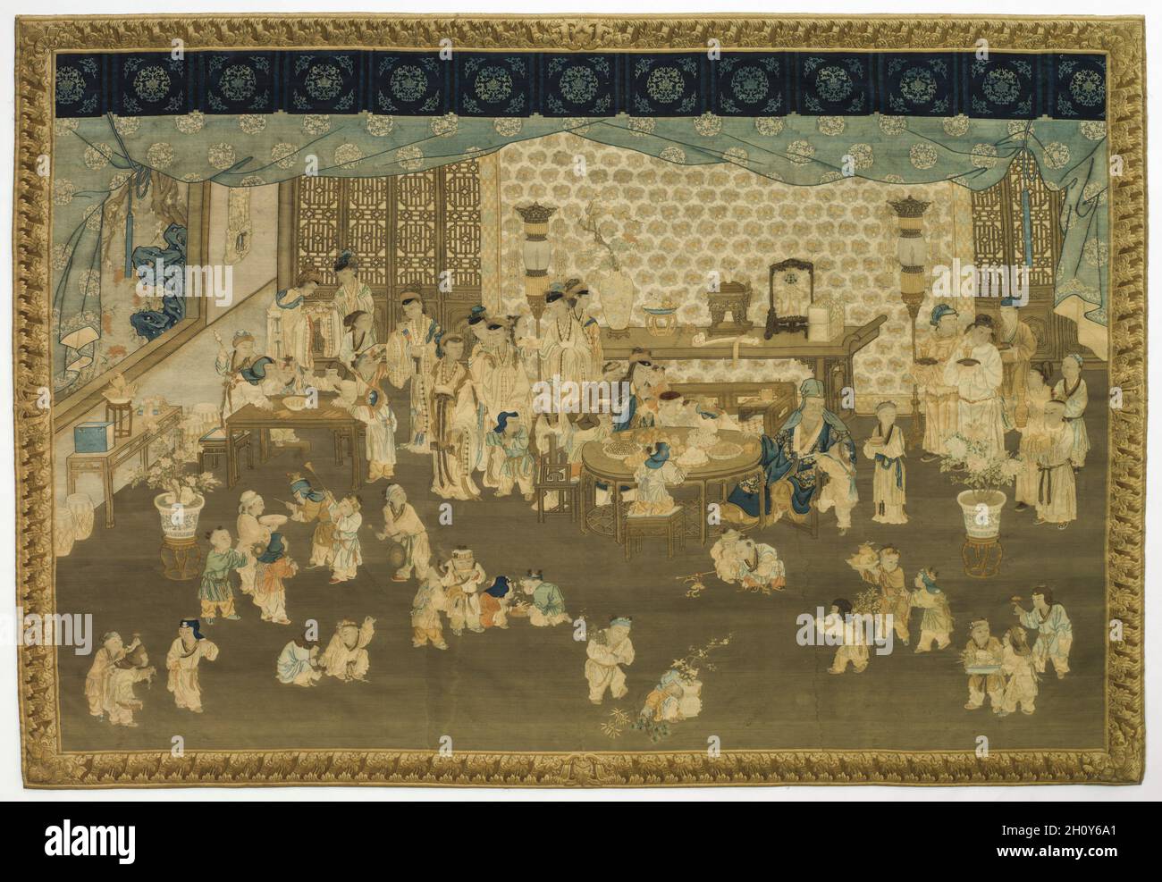 Family Gathering on New Year's Morning, 1700s. China, Qing dynasty ...