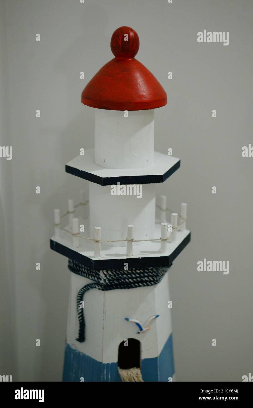 Beautiful wooden lighthouse toy indoors Stock Photo - Alamy