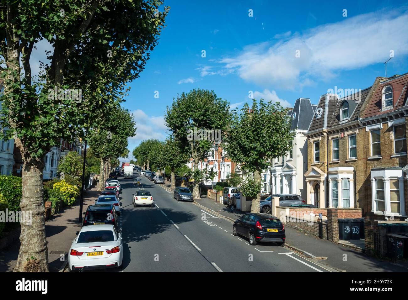 Residential street in London borough of Haringey, London, UK Stock ...