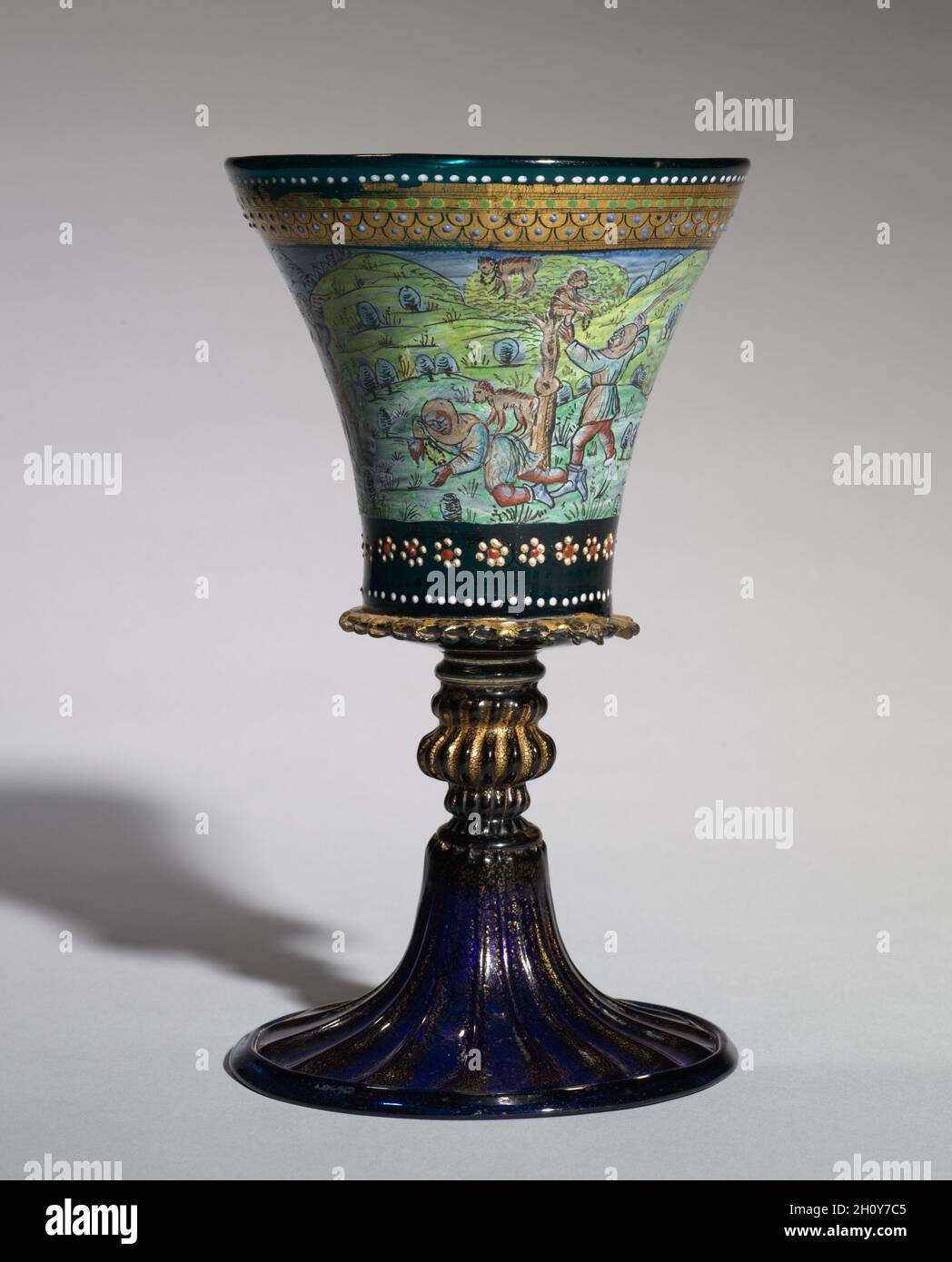 The Peddler Goblet, 1800s. Italy, Venice (Murano), 19th century. Green ...