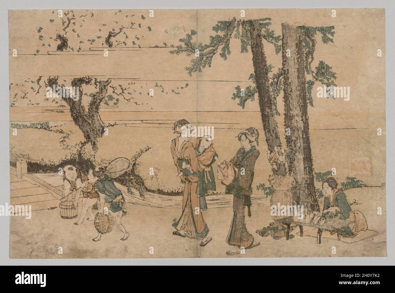 Group of Figures near a Brook, 1760-1849. Katsushika Hokusai (Japanese ...