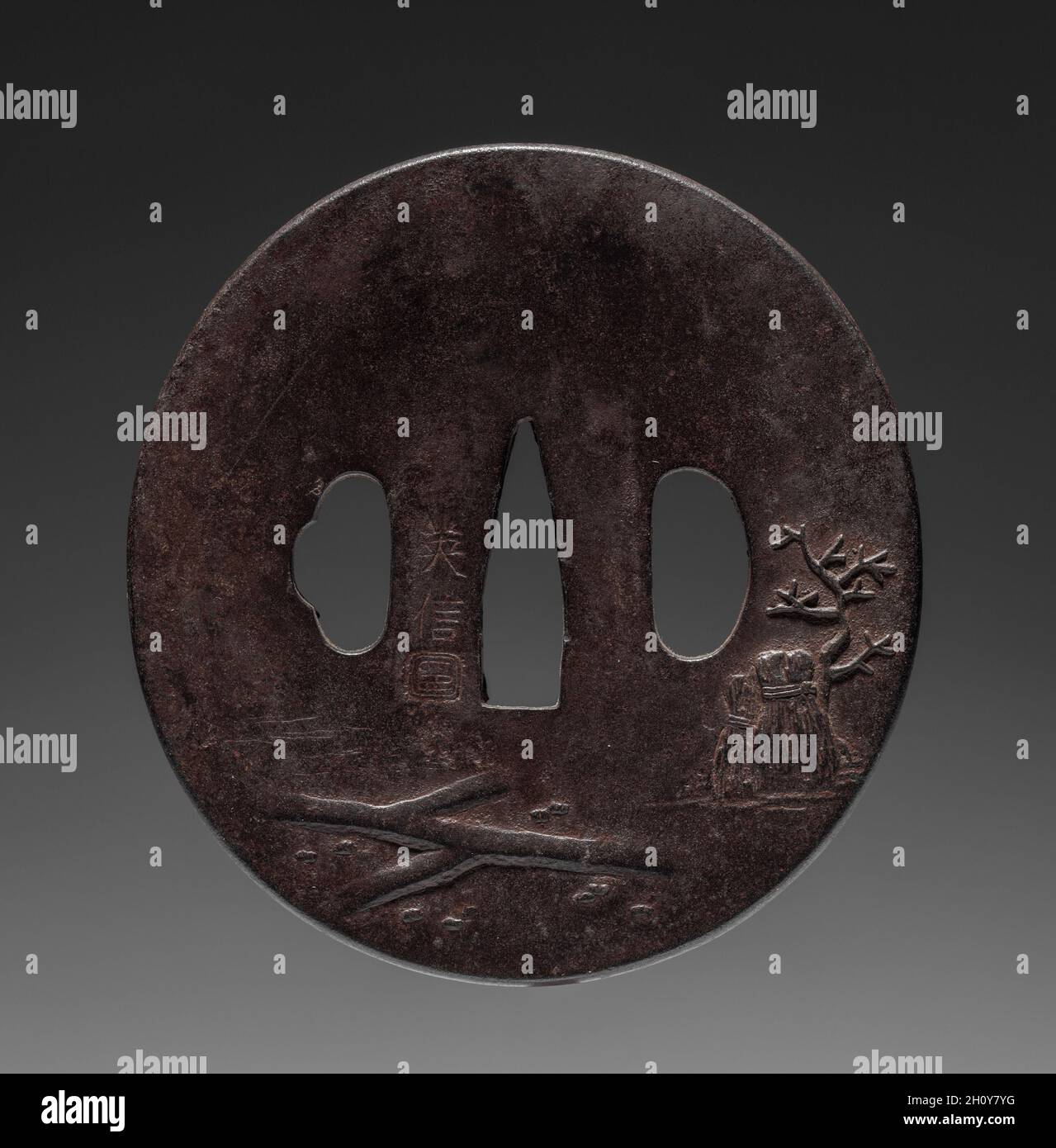 Sword Guard, mid-1800s. Japan, Edo period (1615-1868). Iron (Omori type ...