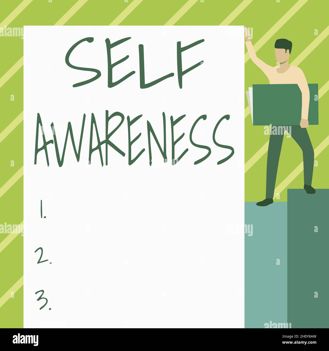 Hand writing sign Self Awareness. Business showcase Consciousness of a ...