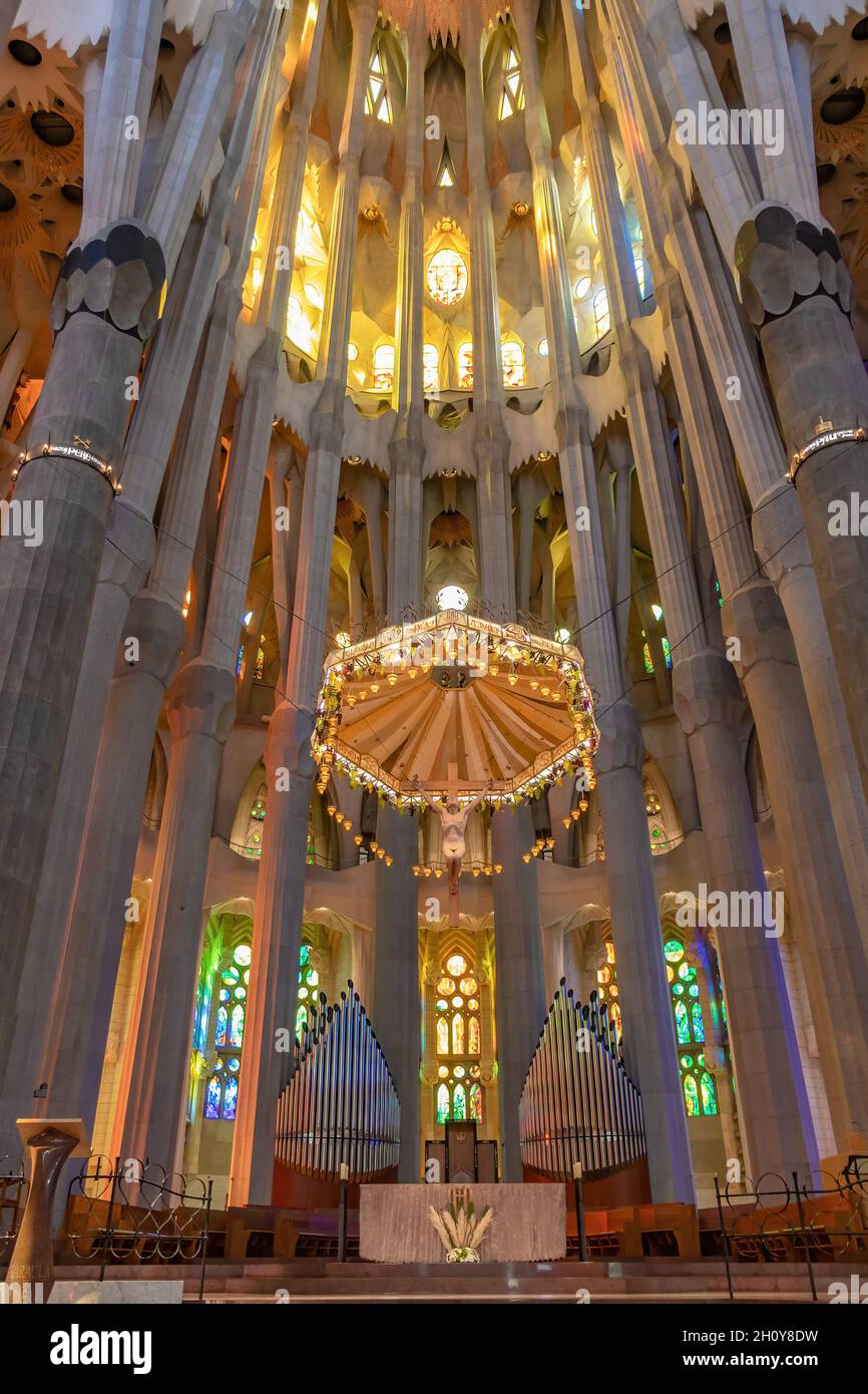 Barcelona, Spain - September 19, 2021: Main altar of "La Sagrada ...