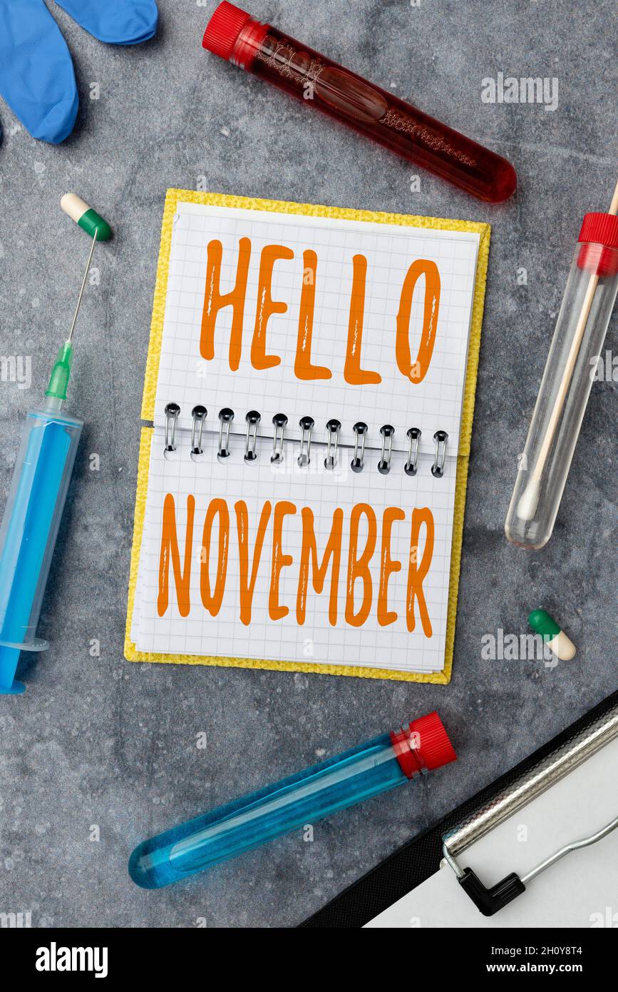 Inspiration showing sign Hello November. Business concept Welcome the ...