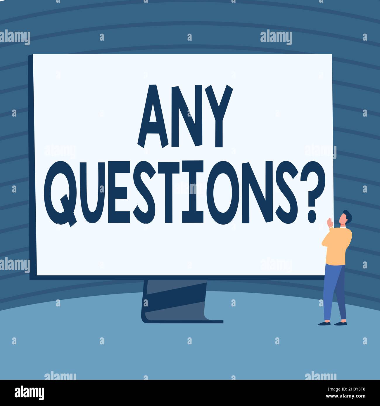 Conceptual caption Any Questions Question. Business approach you say ...