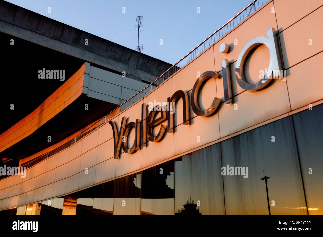 Valencia Airport sign Stock Photo - Alamy