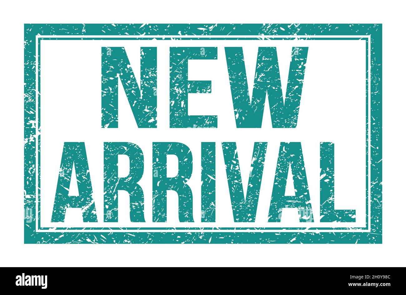 NEW ARRIVAL, words written on blue rectangle stamp sign Stock Photo - Alamy