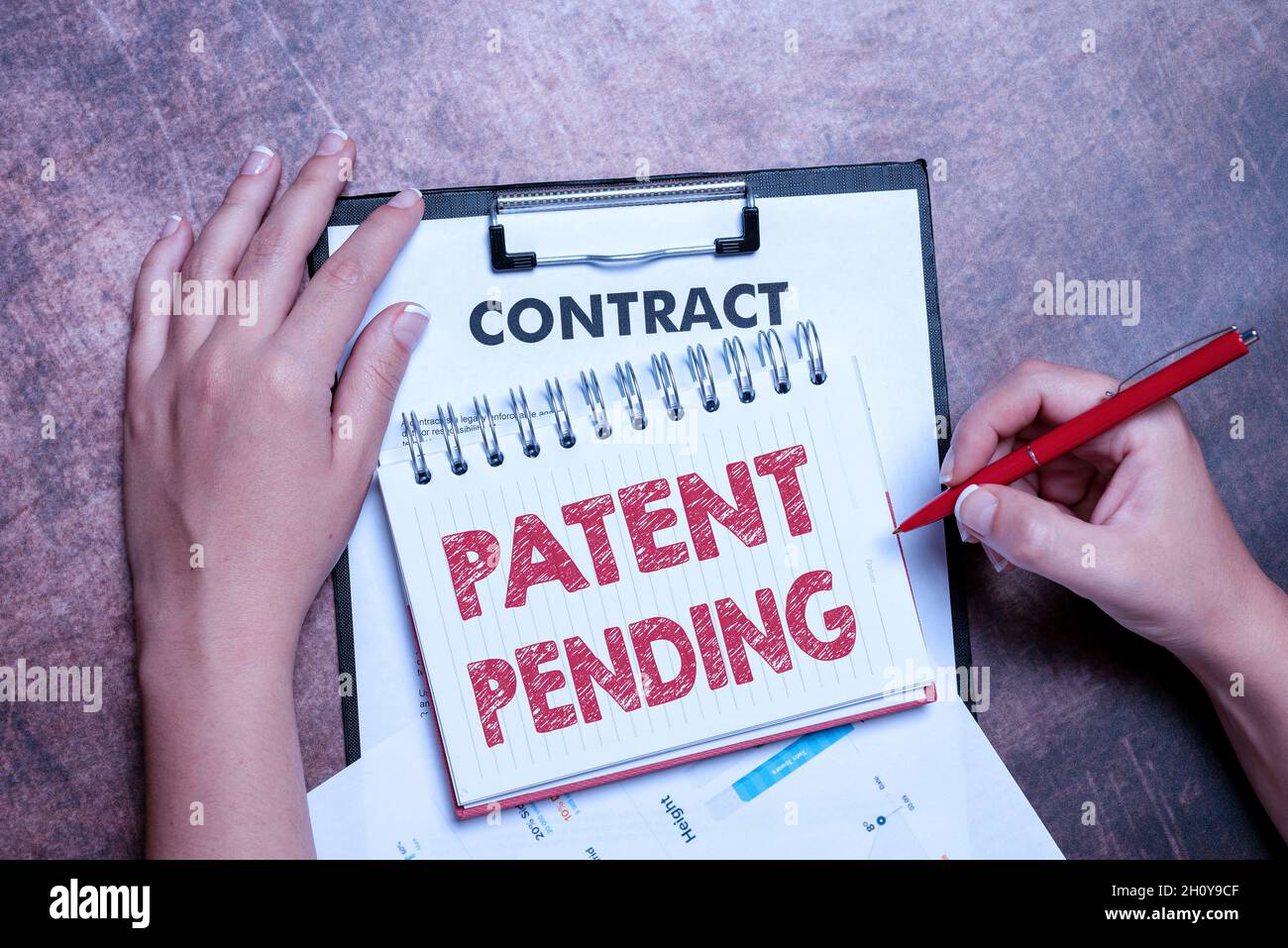 Text caption presenting Patent Pending. Business idea Request already ...