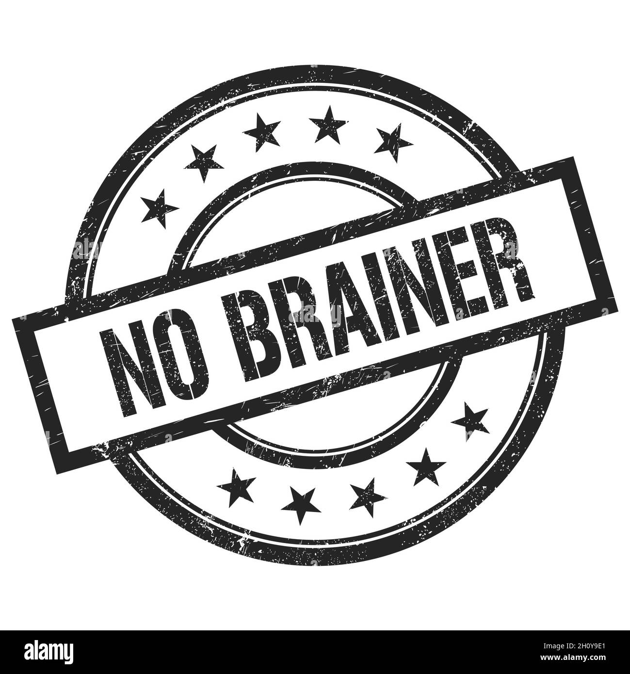 NO BRAINER text written on black round vintage rubber stamp Stock Photo ...