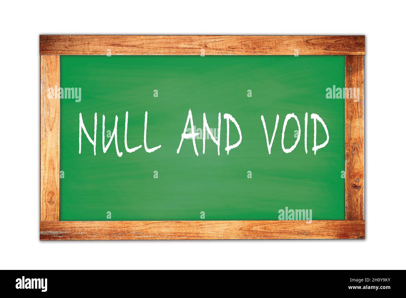 NULL AND VOID text written on green wooden frame school blackboard ...