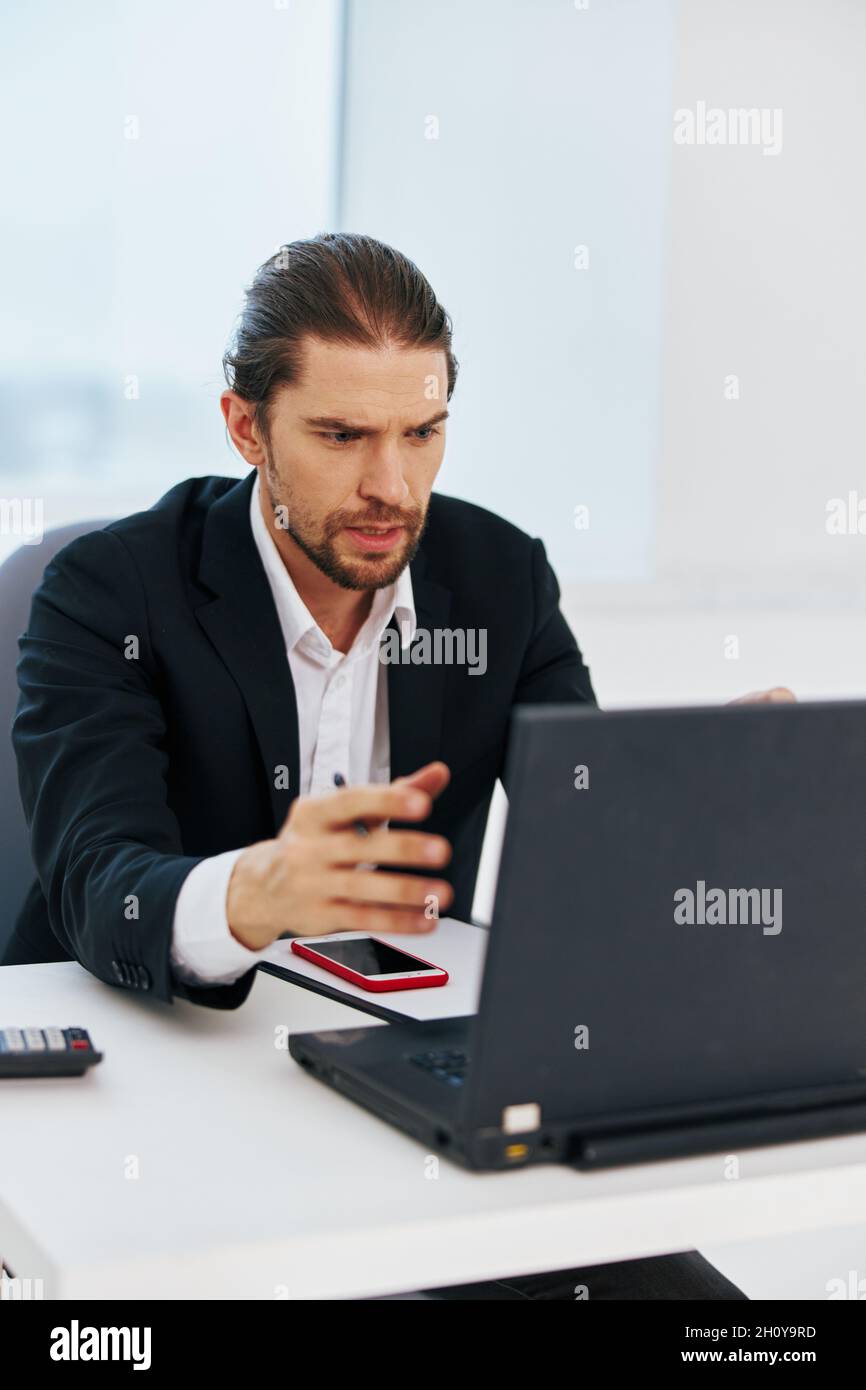manager at the desk documents technology Stock Photo - Alamy