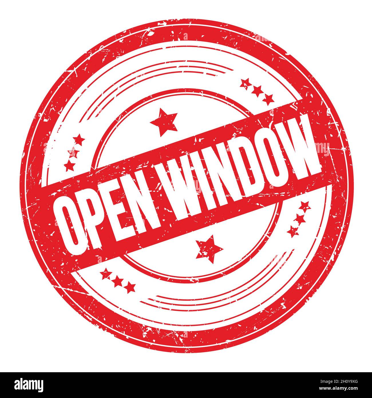 OPEN WINDOW text on red round grungy texture stamp Stock Photo - Alamy