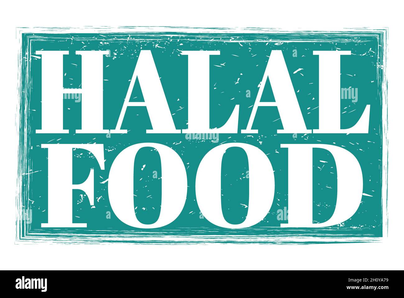 HALAL FOOD, words written on blue grungy stamp sign Stock Photo - Alamy