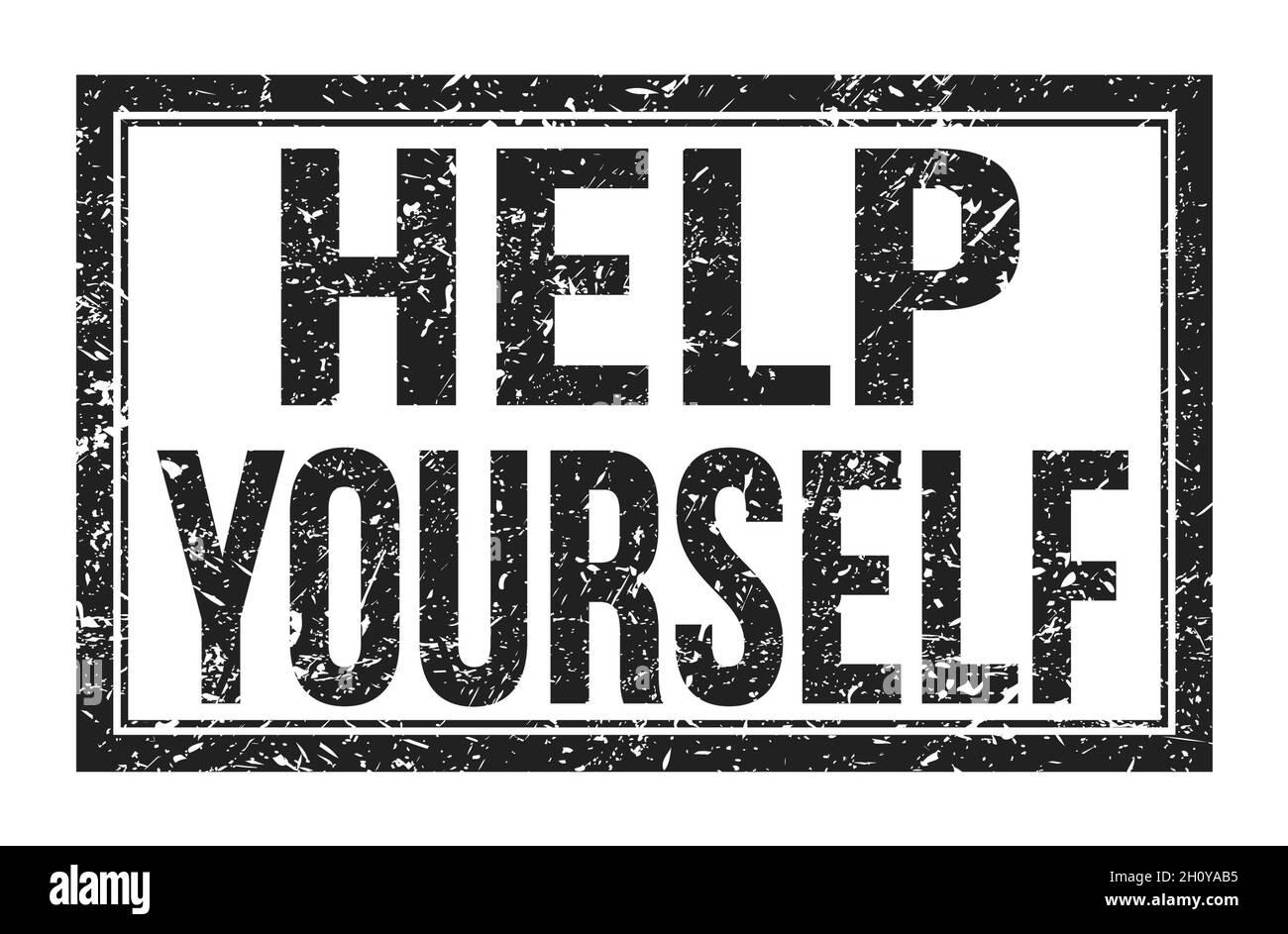 HELP YOURSELF, words written on black rectangle stamp sign Stock Photo ...